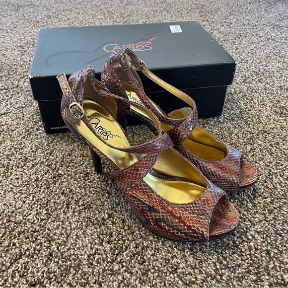 Carlos Santana | Shoes | Carlos Santana Maroon Snakeskin Strappy High ...